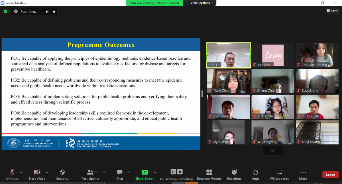 UM FHS Holds Online Orientations for New Students - Faculty of Health Sciences (FHS)