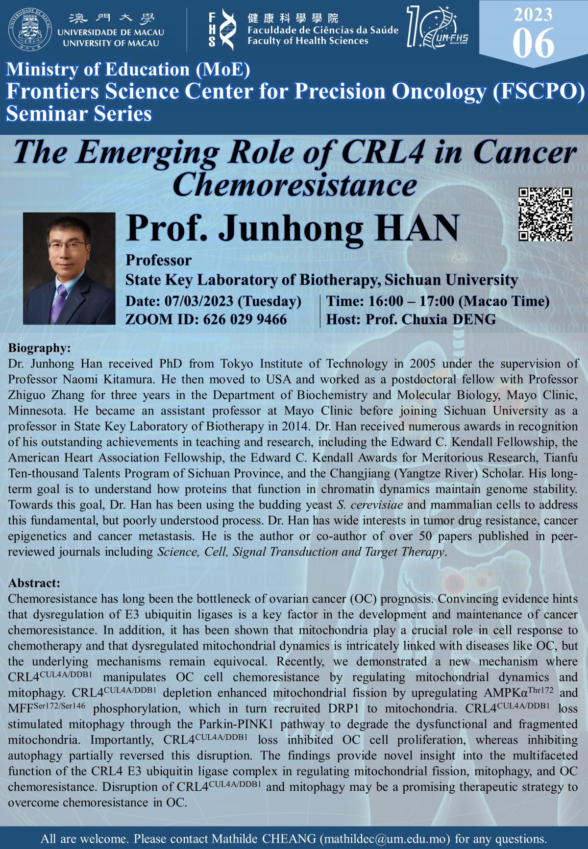 Ministry of Education Frontiers Science Center for Precision Oncology ...